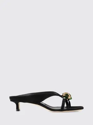 JIMMY CHOO Emeri Embroidered Suede Low-heeled Mules - Black