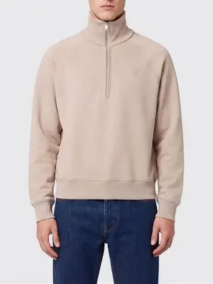 AMI Paris Pure Cotton Sweatshirt With High Neck And Half-zip Closure - Beige