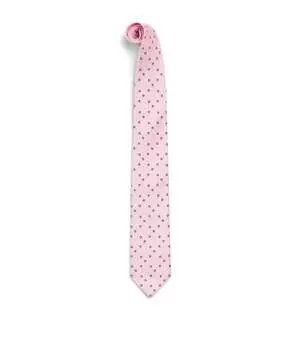 E. MARINELLA Silk Floral Tie - Pink