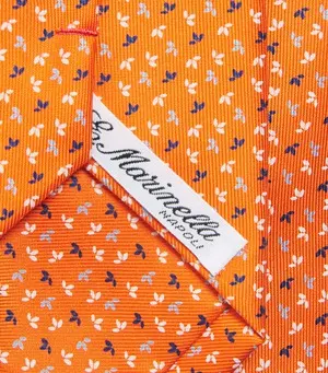 E. MARINELLA Silk Leaf Print Tie