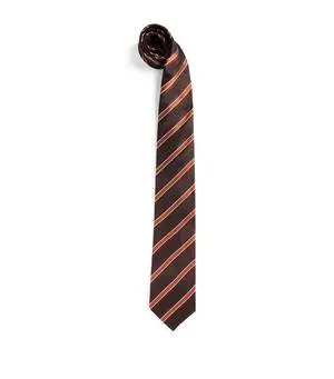 Sandro Silk Stripe Tie - Brown