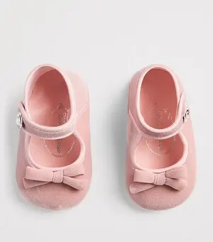 Monnalisa Velvet Bow Ballet Flats - Pink
