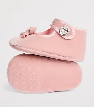 Monnalisa Velvet Bow Ballet Flats - Pink