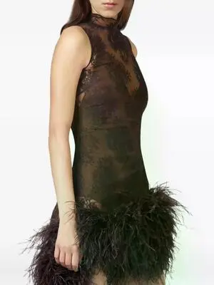 Giuseppe Di Morabito Lace Feather-trim Asymmetric Dress