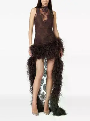 Giuseppe Di Morabito Lace Feather-trim Asymmetric Dress