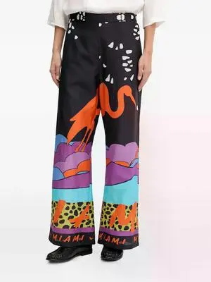 SPORTALM Graphic-print Wide-leg Trousers - Black