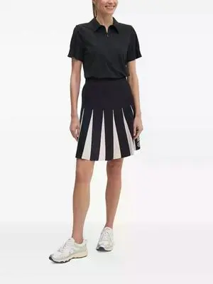 SPORTALM Zip-up Pleated-sleeve Polo Shirt - Black