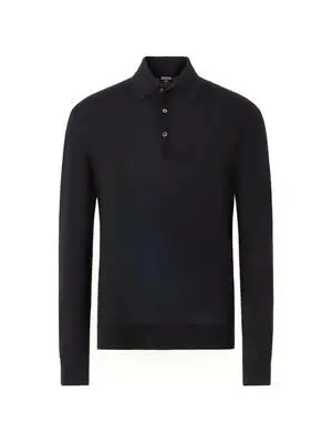 Zegna Navy- Trofeo 15mil Wool Polo Shirt - Blue