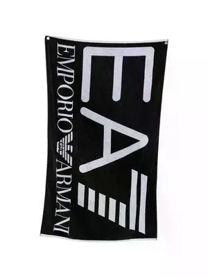 Emporio Armani Intarsia-logo Beach Towel - Blue