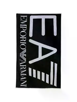 Emporio Armani Intarsia-logo Beach Towel - Blue