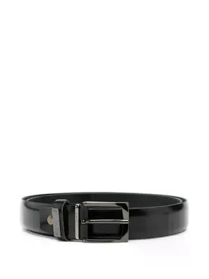 CARLO PIGNATELLI Logo-plaque Leather Belt - Black
