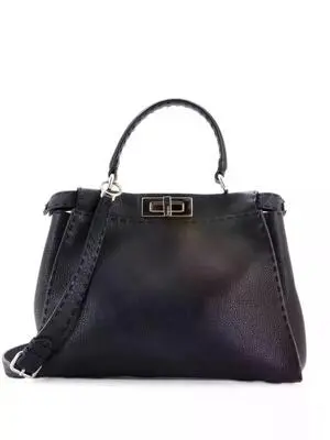 Fendi Selleria Peekaboo Bag Leather Medium Satchel - Black