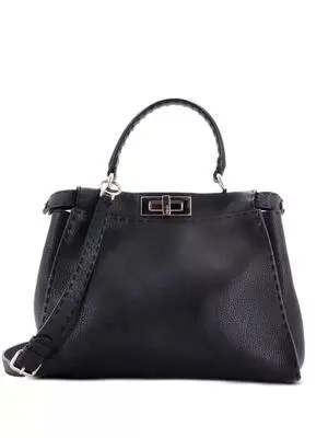 Fendi Selleria Peekaboo Bag Leather Medium Satchel - Black