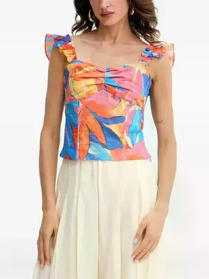 MORGAN Ruffled Printed Blouse