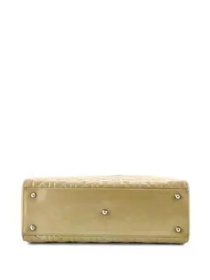 Dior Vintage Lady Bag Cannage Quilt Patent Large Satchel - Yellow