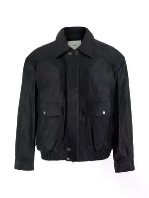 DUNST Panelled Leather Jacket - Black