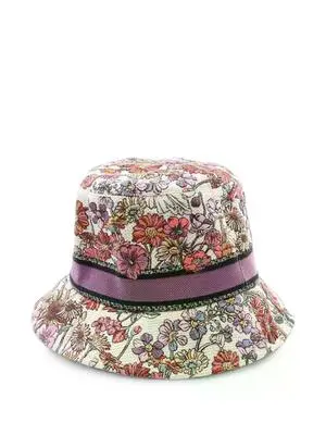 Dior 2010s D-bobby Floral-embroidered Bucket Hat