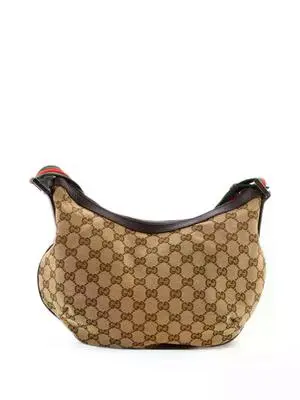 Gucci Saddle Zip Messenger Bag Gg Canvas With Leather Medium Crossbody Bag