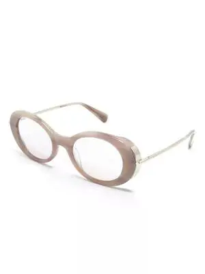 Max Mara Marbled Oval-frame Sunglasses
