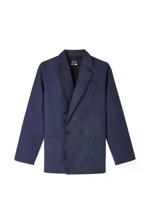 A.p.c. Double-breasted Crinkled Jacket - Blue
