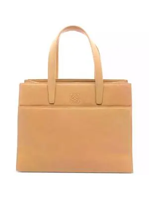 Loewe 2000s Anagram Leather Tote Bag - Neutrals