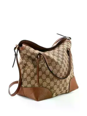 Gucci Bree Convertible Top Handle Bag Gg Canvas With Leather Medium Tote Bag - Brown