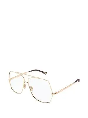 Chloé Aly Geometric-frame Glasses - Gold