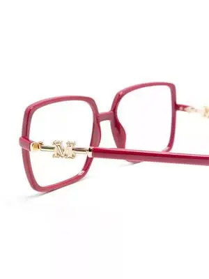Max Mara Logo-plaque Square-frame Glasses - Pink