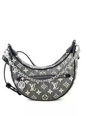 LOUIS VUITTON Loop Handbag Monogram Jacquard Denim Hobo Bag - Black