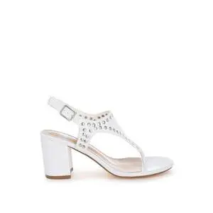 RAG & CO Nerina Studded Genuine Leather Sandals In By - White