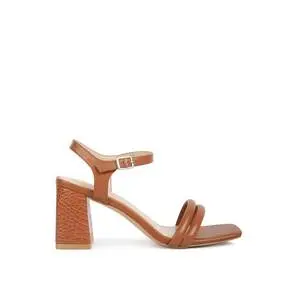 RAG & CO Edyta Ankle Strap Block Heel Sandals In Tan By - Brown