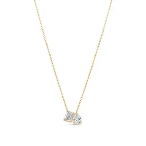 SHYMI Emerald And Pear Two Stone Necklace - Gold