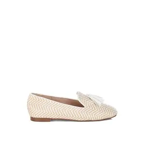 RAG & CO Neutrals Dara Raffia Tassels Detail Loafers In By - Beige