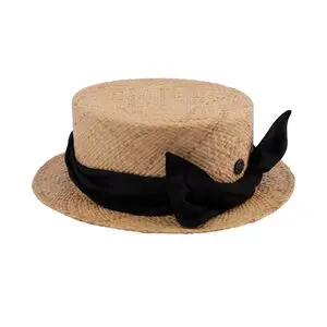 SIBI HATS Neutrals / Gigi Straw Boater Hat - Black