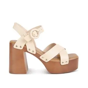 RAG & CO Neutrals Cristina Cross Strap Embellished Heels In By Rag & Co