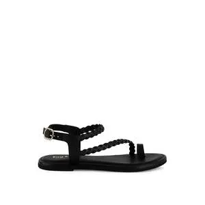 RAG & CO Stallone Braided Flat Sandals By - Black