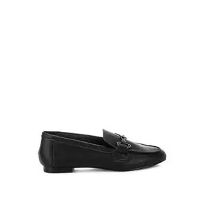 RAG & CO Taranis Monochromatic Horsebit Real Leather Loafers In By - Black