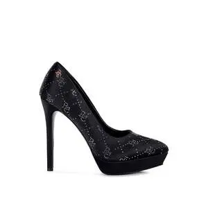 RAG & CO Ballard Monogram Satin Stiletto Pumps By - Black
