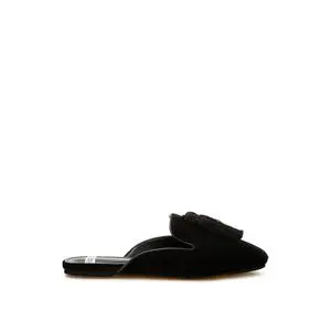 RAG & CO Cardinal Tassel Detail Velvet Mules In By - Black