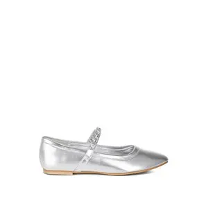 RAG & CO Gloxinia Metallic Mary Jane Ballerinas In By - Silver