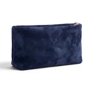 C. GRASSI Small Bolster Clutch Navy Suede