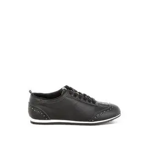 RAG & CO Odaya Studded Real Soft Leather Sneakers In By - Black