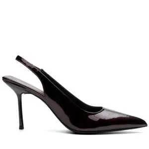LEATHERE Burgundy Patent Leather Pointed Toe Slingback Heels Burgundy Laredo