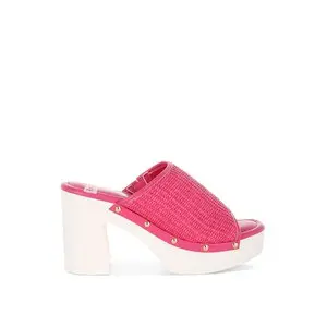 RAG & CO Marengo Raffia Wooden Clogs In By - Pink