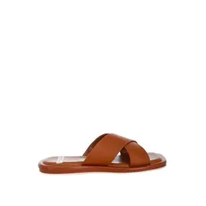 RAG & CO Shosa Genuine Leather Criss-cross Flats In Tan By - Orange