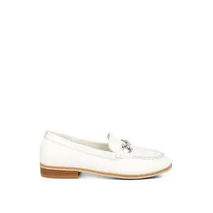 RAG & CO Holda Horsebit Embellished Loafers With Stitch Detail In Off By - White