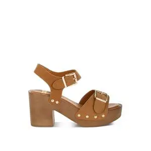 RAG & CO Lhasa Real Suede Leather Clog Sandals In Tan By - Brown