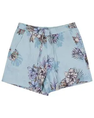 LORDS OF HARLECH Leanne Exotic Floral Teal Drawstring Short - Blue
