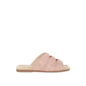 RAG & CO Daisy Doe Raffia Square Toe Flats In Dusty By - Pink
