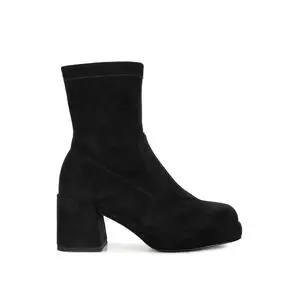RAG & CO Two-cubes Suede Platform Ankle Boots In By - Black